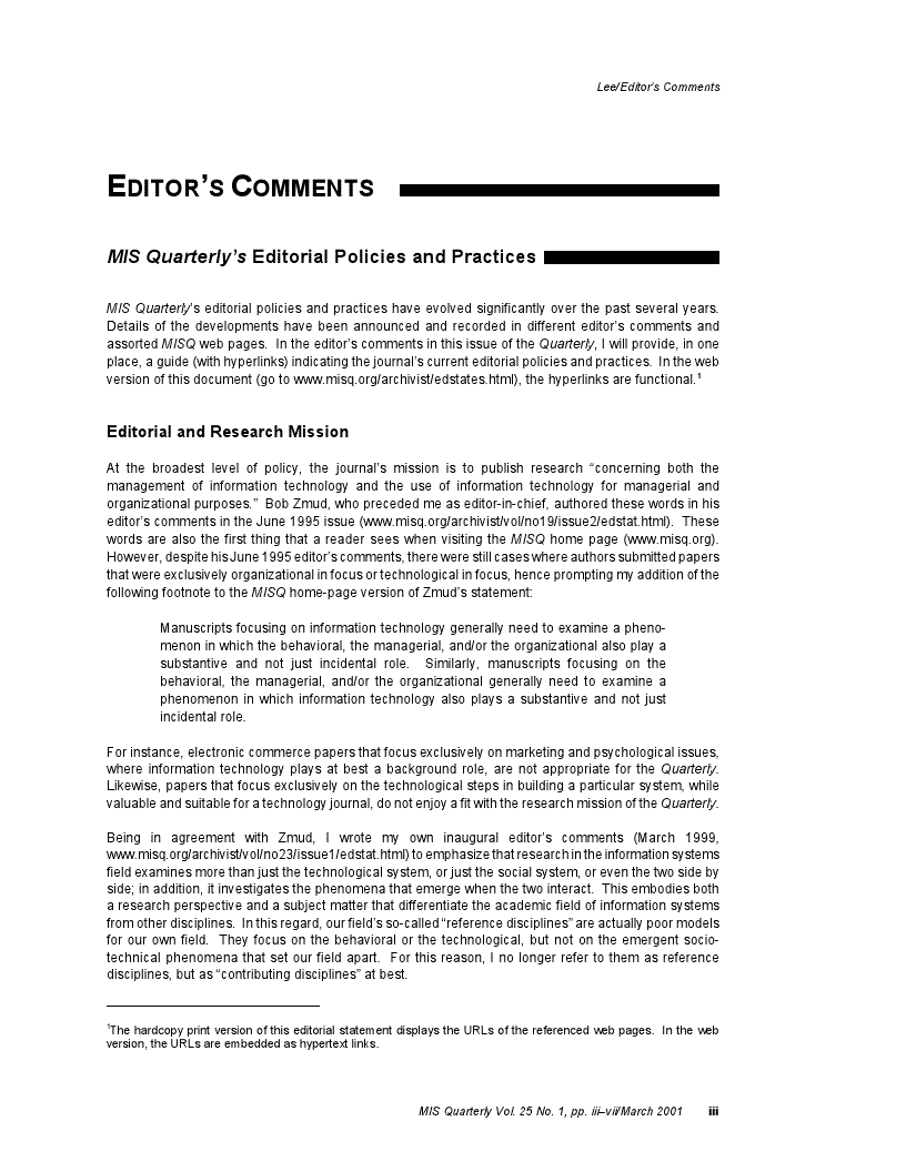Editor’s Comments | Management Information Systems Quarterly | MIS ...