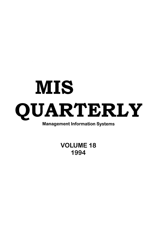 Volume 18 Issue 4 | Management Information Systems Quarterly | MIS Quarterly