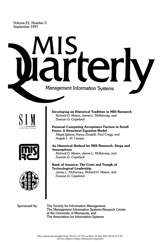 Developing an Historical Tradition in MIS Research1 | Management ...