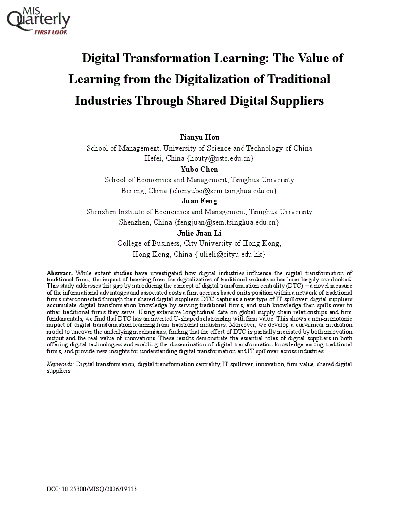 Digital Transformation Learning: The Value of Learning from the ...
